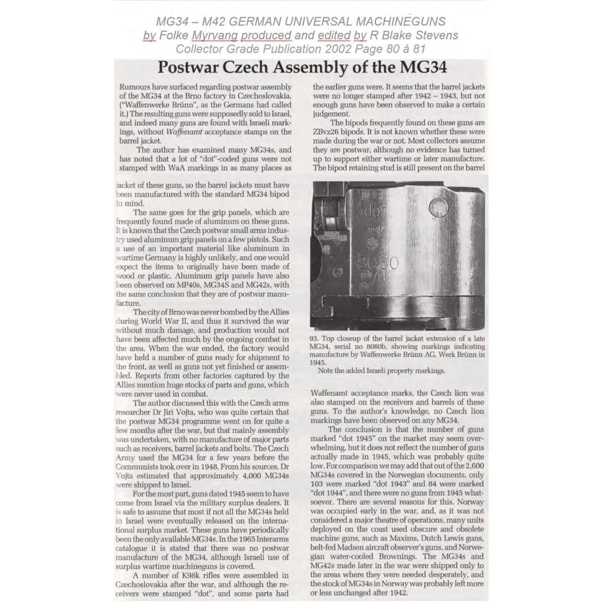MG34 machine gun (dot) 1945 s/n 71xxb