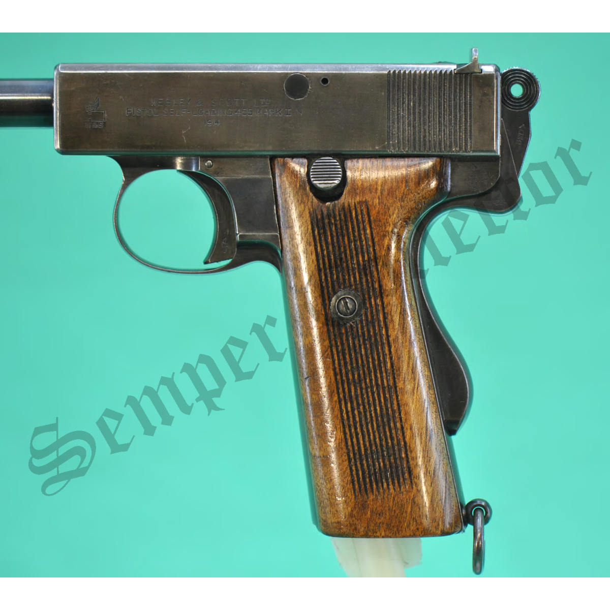 Rare Pistolet Webley & Scott Self-Loading (1914) cal. .455 Mark I