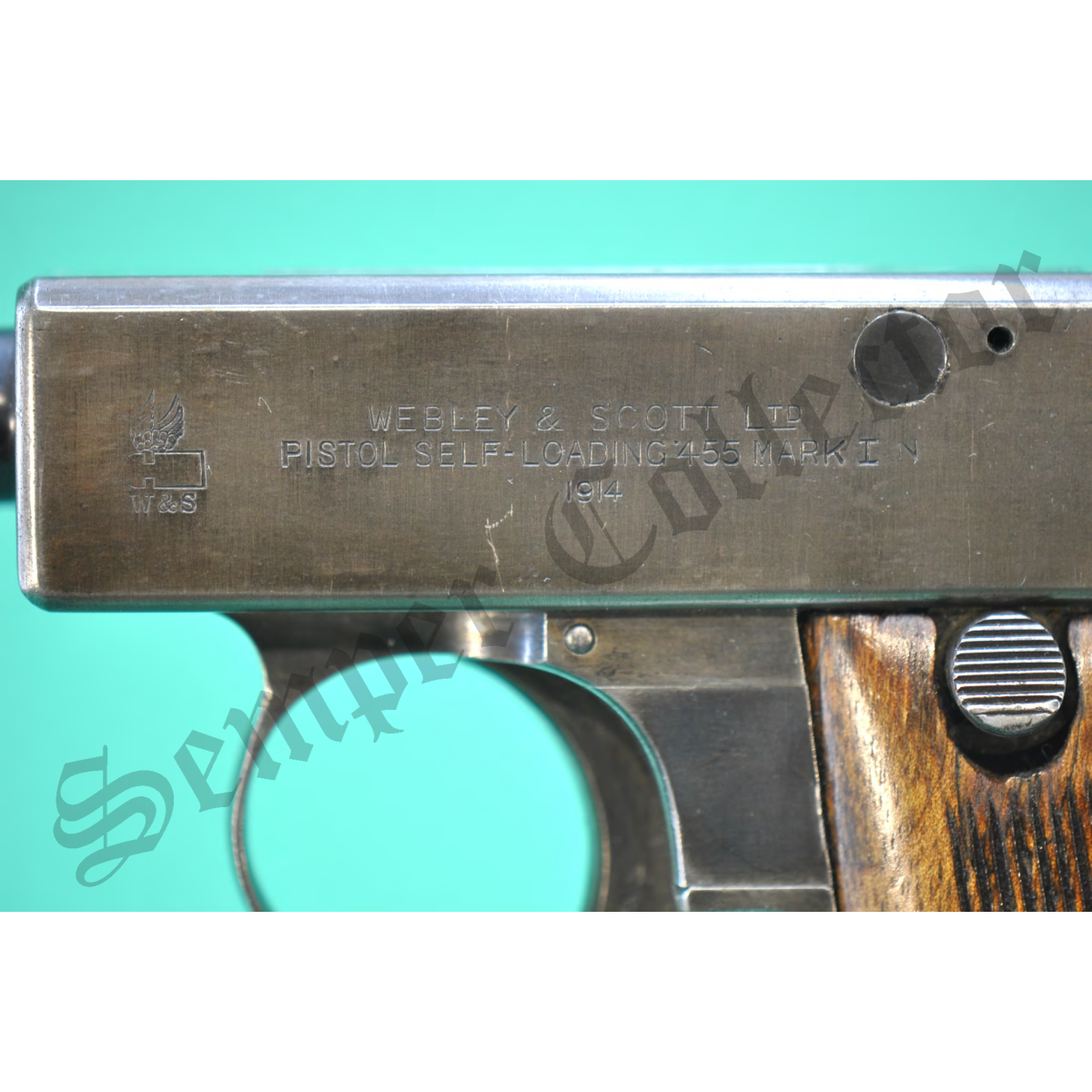 Rare Pistolet Webley & Scott Self-Loading (1914) cal. .455 Mark I